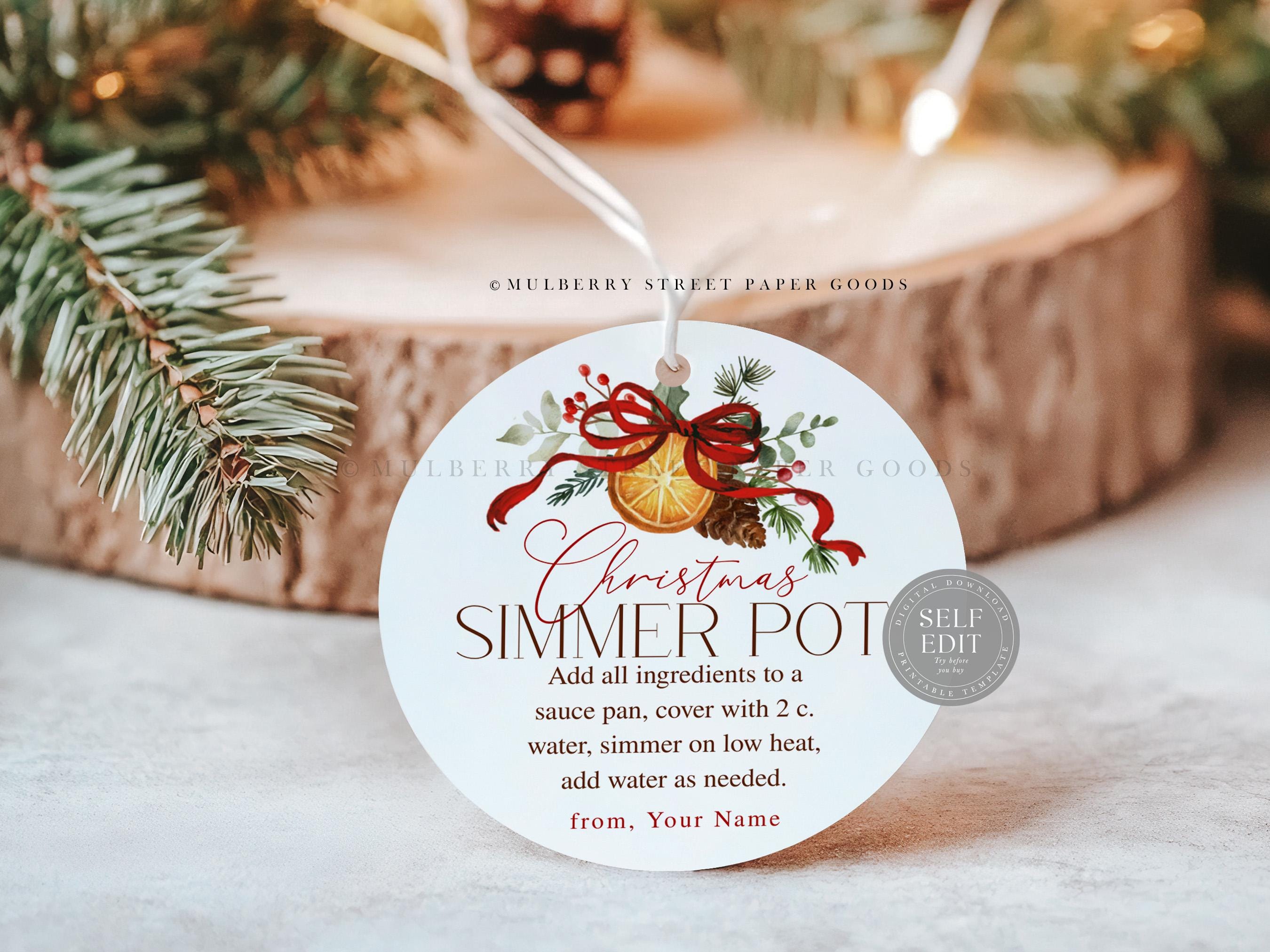 Editable Christmas Simmering Potpourri Label Printable Digital Download ...