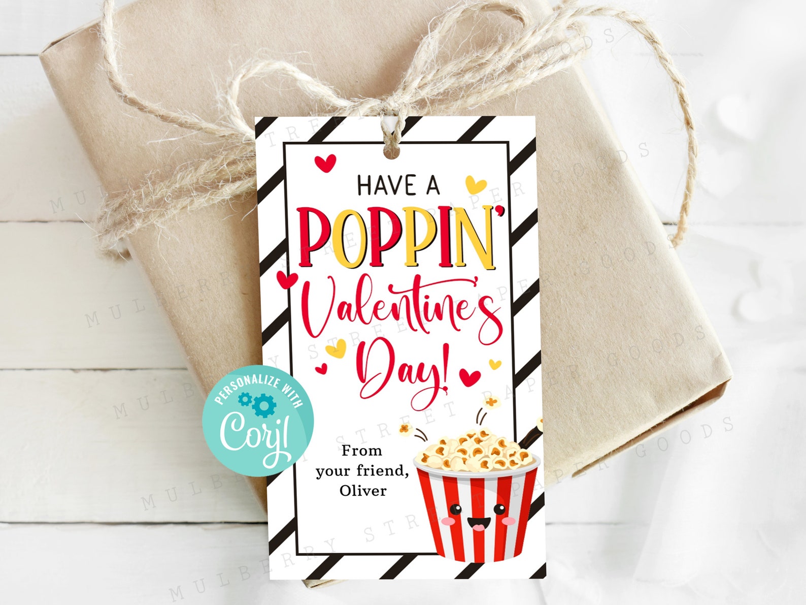 Printable Have a Poppin' Valentine's Day, Popcorn Treat Valentine's ...