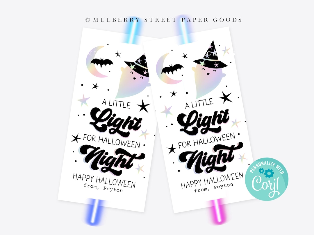 Halloween Glow Stick Holder Card Printable Template Halloween Party ...