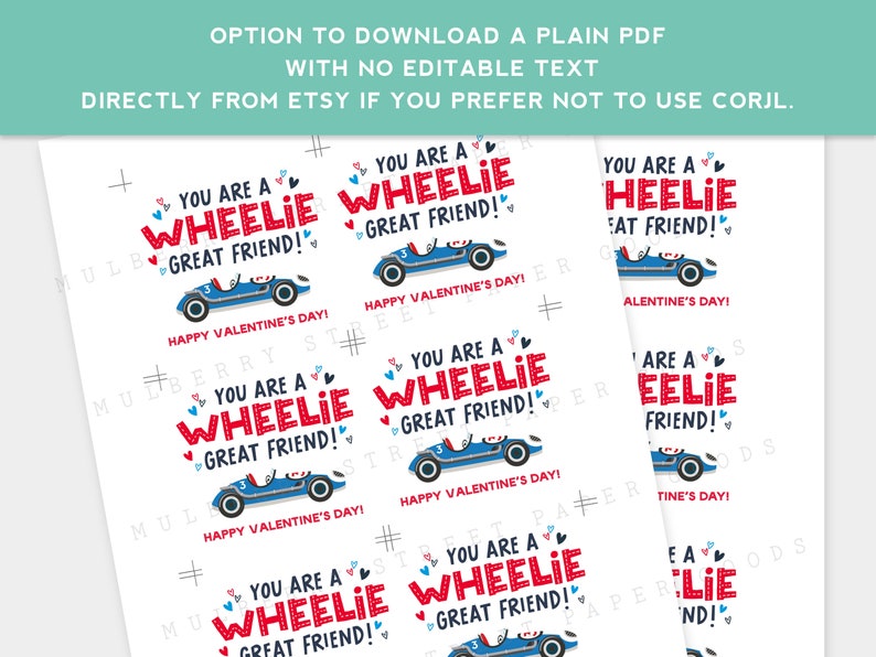 Printable Race Car Valentine Card Printable Wheelie Great Friend ...
