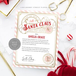 Editable Letter From Santa Digital Download Personalized Pink Christmas ...