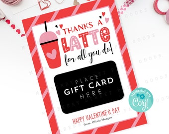 PRINTABLE Frappé Valentine's Day Thanks a LATTE for All - Etsy
