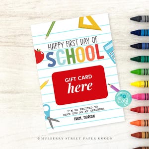 Printable First Day of School Gift Card Holder, Welcome Back to School ...