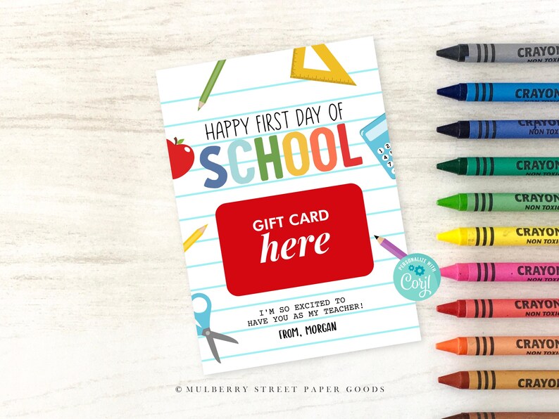 Printable First Day of School Gift Card Holder, Welcome Back to School ...