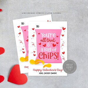 Bag of Chips Valentine Card Canva Template Potato Chips Classroom ...