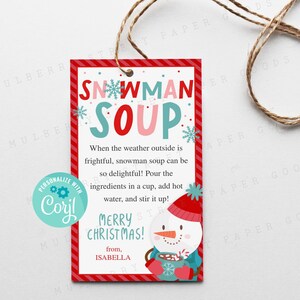 Printable Snowman Soup Hot Chocolate Gift Tag, Christmas Hot Cocoa ...