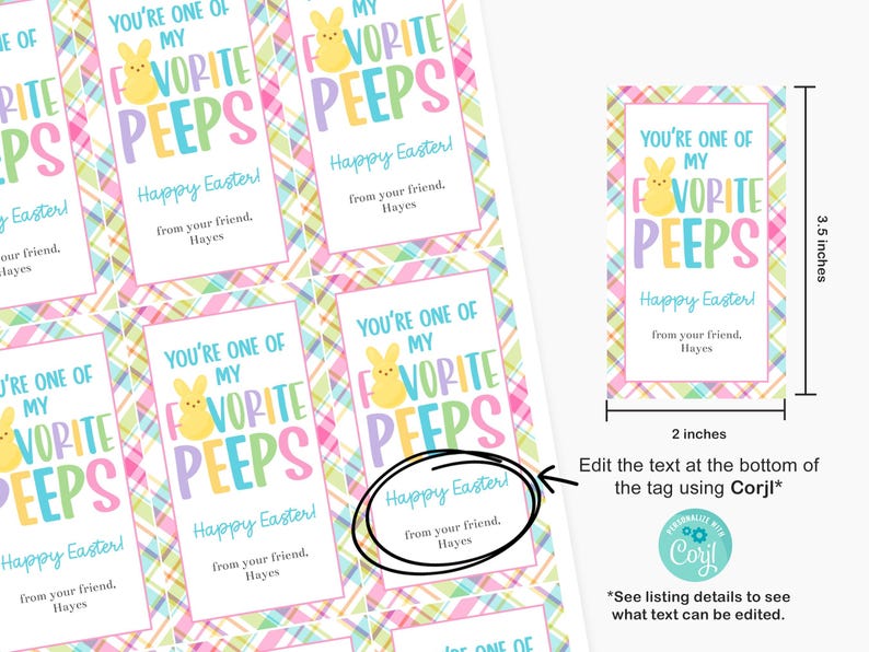 Printable Easter Gift Tag You're One of My Favorite Peeps Gift Tag ...