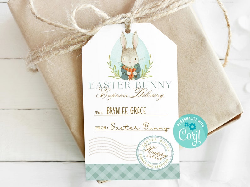 Printable Easter Bunny Express Delivery Gift Tag, Easter Bunny ...