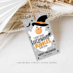 Halloween Bubble Gum Gift Tag Template Cute Ghost Halloween Party ...