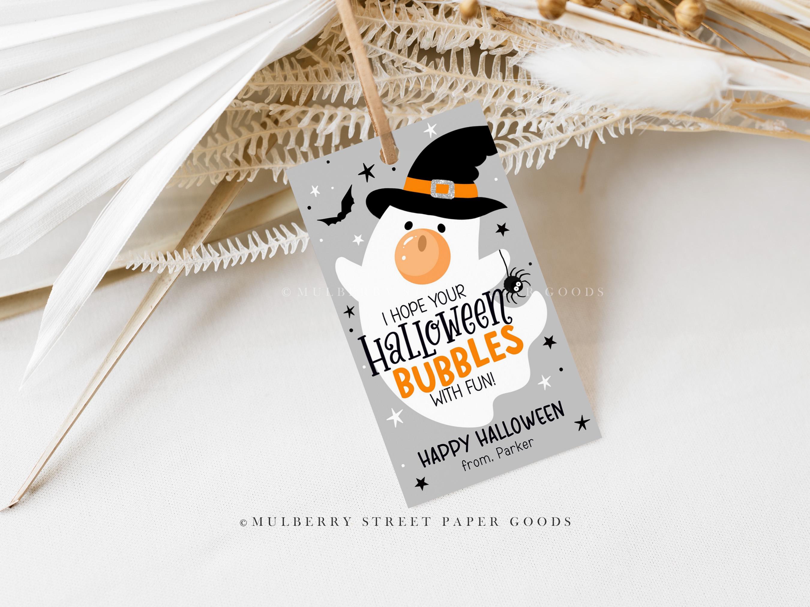 Halloween Bubble Gum Gift Tag Template Cute Ghost Halloween Party ...