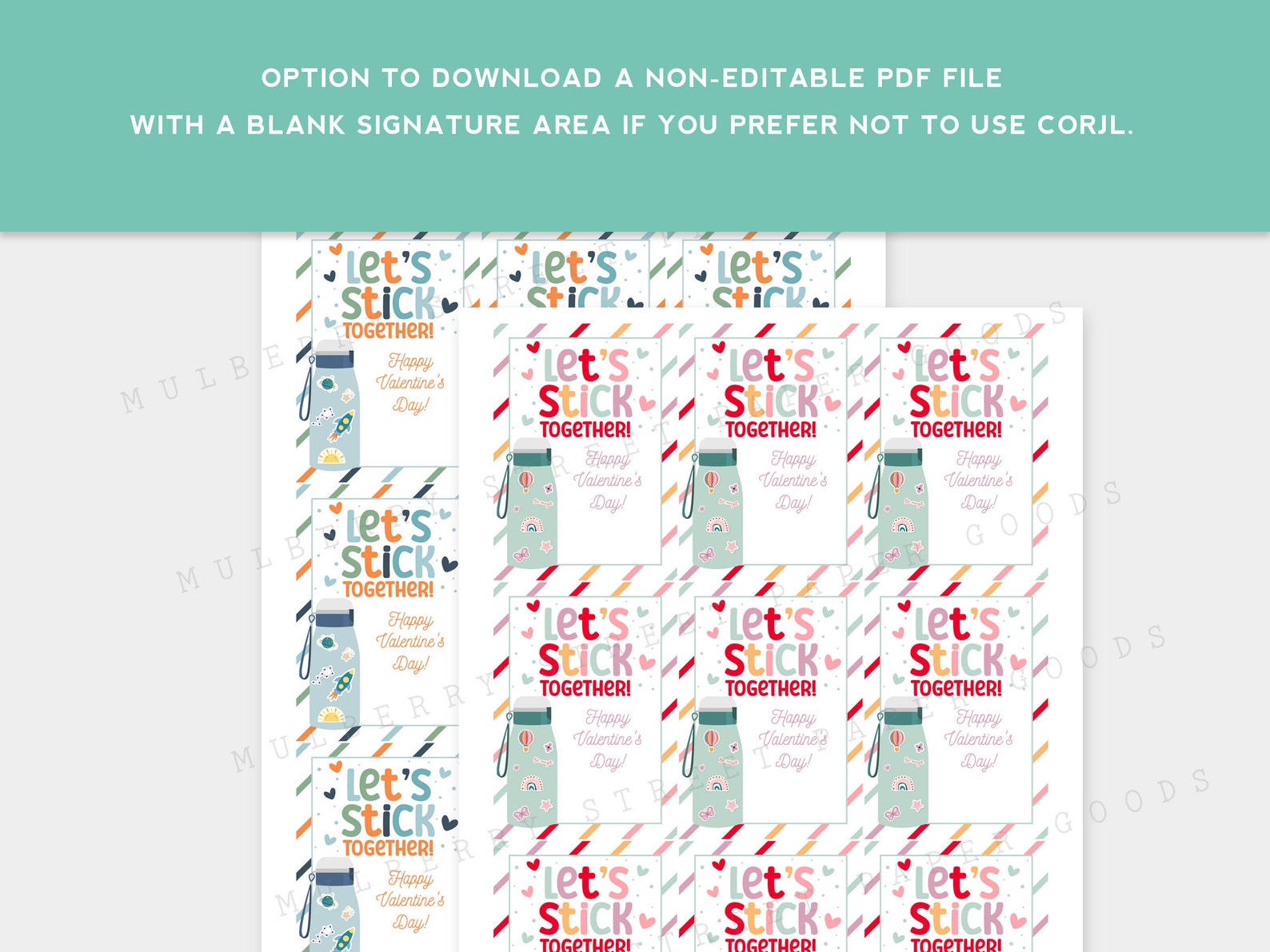 Water Bottle Sticker Valentine Card Printable Classroom Valentine Party ...