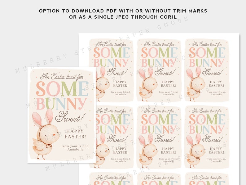Printable Easter Treat for Somebunny Sweet Card, Instant Download Happy ...