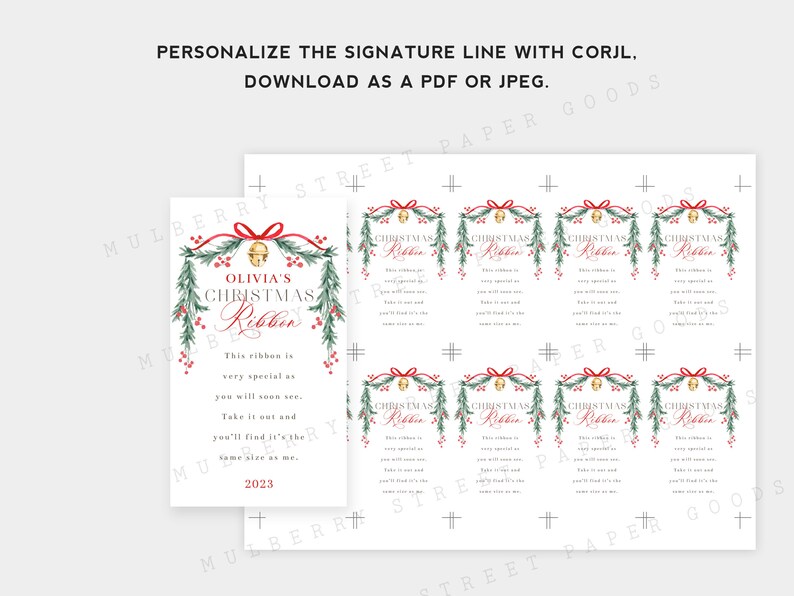 Christmas Ribbon Ornament Tag Printable, Kids Holiday Ribbon Ornament ...