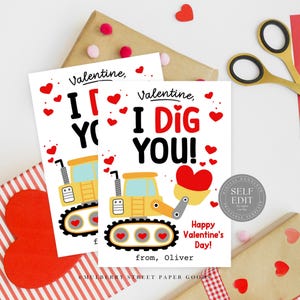 Construction Valentine Card Printable Construction Truck Valentine's ...