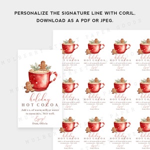 Editable Holiday Hot Cocoa Mix Gift Tag, Hot Chocolate Bomb, Christmas ...