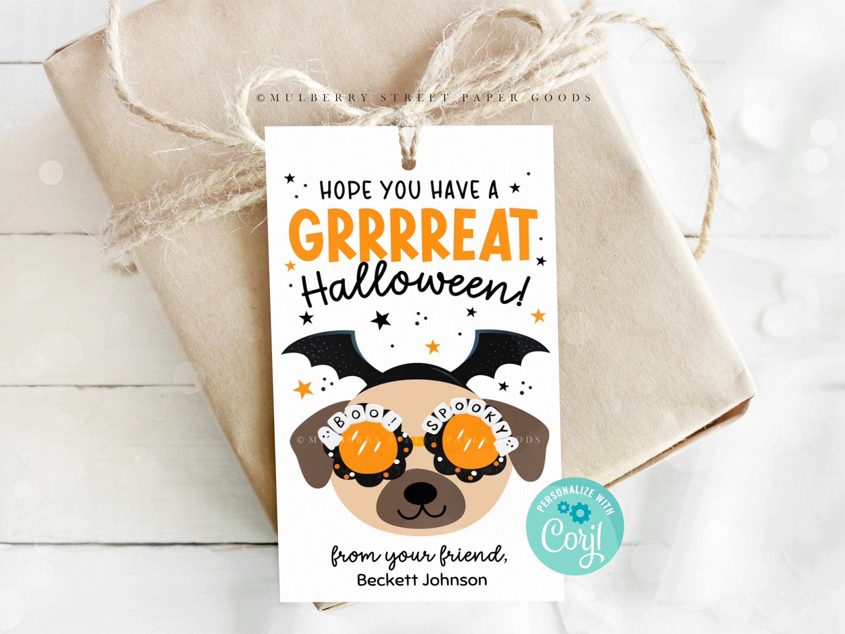Instant Download Halloween Tag Printable Cute Dog Halloween Gift Tag ...