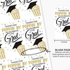 Graduation Popcorn Gift Tag Printable Personalized Graduation Party ...