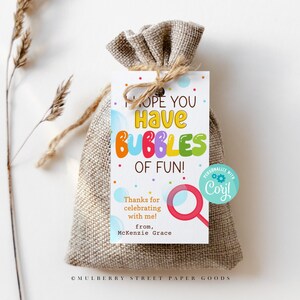 Bubbles of Fun Gift Tag Printable Instant Download Bubbles Gift Tag ...