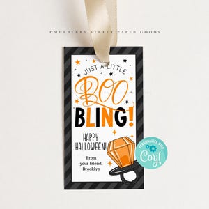 Printable Halloween Ring Pop Gift Tag Just A Little Boo Bling Trick or ...