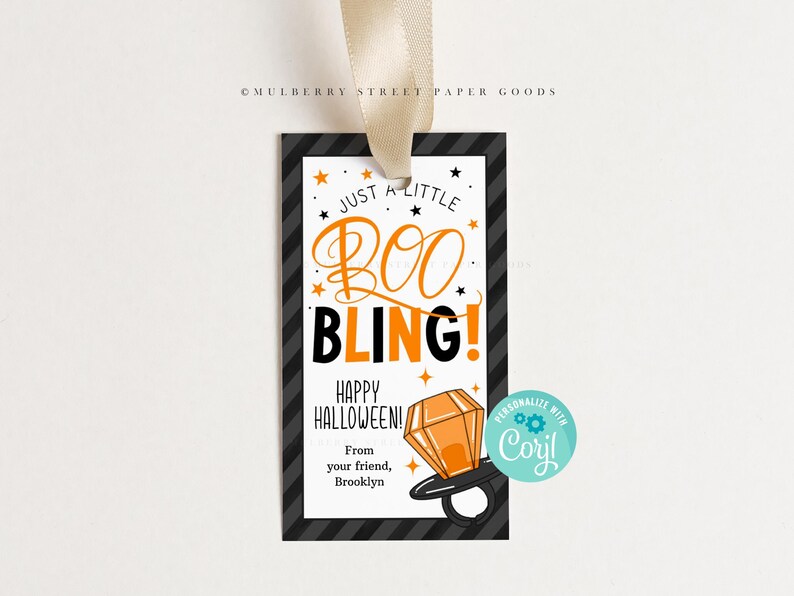 Printable Halloween Ring Pop Gift Tag Just A Little Boo Bling Trick or ...