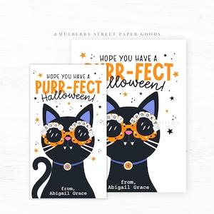 Halloween Favor Tags Printable Cute Cat Halloween Trick or Treat Gift ...