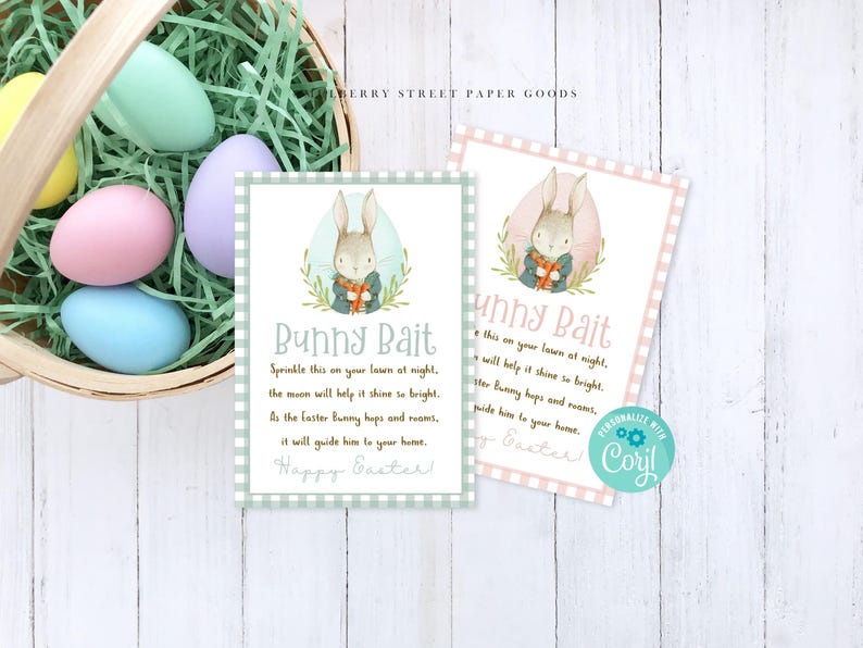 Printable Bunny Bait Gift Tag, Kids Easter Bunny Tradition Bunny Food ...