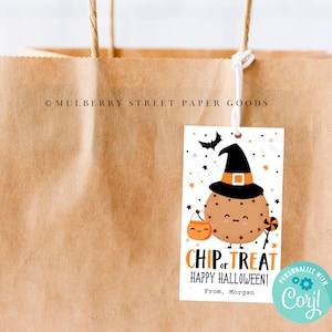 Printable Chip or Treat Halloween Cookie Gift Tag, Halloween Party Gift ...