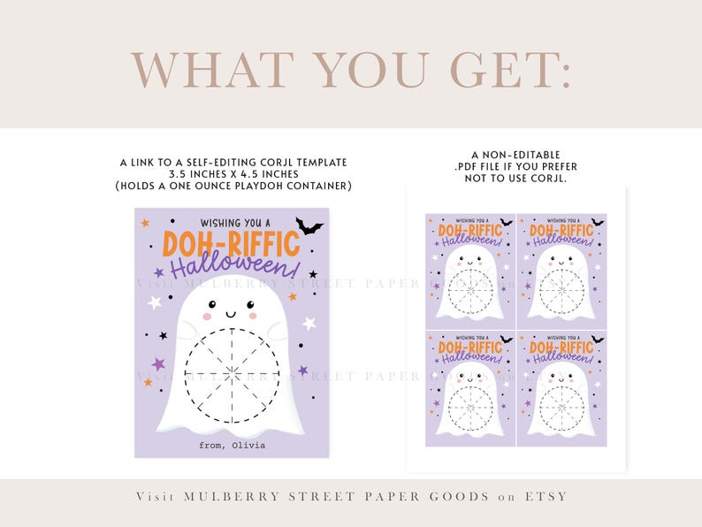 Halloween Playdough Card Holder Printable Instant Download Ghost ...