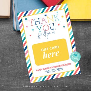 Printable Thanks for All You Do Gift Card Holder, Instant Download ...
