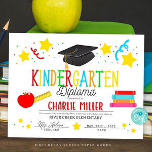 Printable Kindergarten Diploma, Editable School Diploma Certificate ...