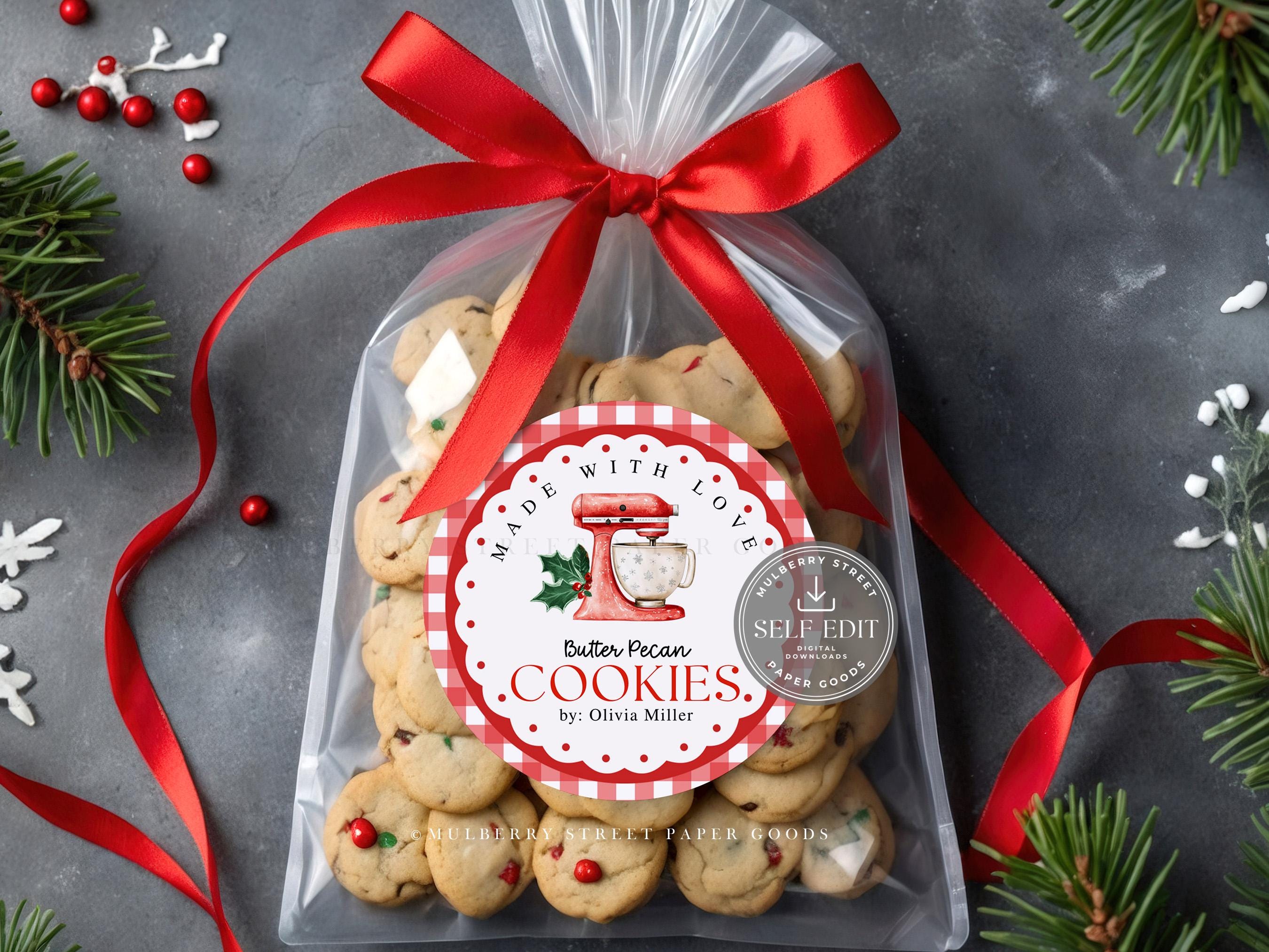 Editable Christmas Baked Goods Label Canva Template Round Holiday Treat ...
