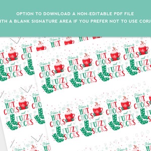 Printable Hot Chocolate and Fuzzy Socks Christmas Gift Tag, Secret ...