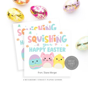 Squishing You a Happy Easter Gift Tag Printable Easter Squishmallow ...