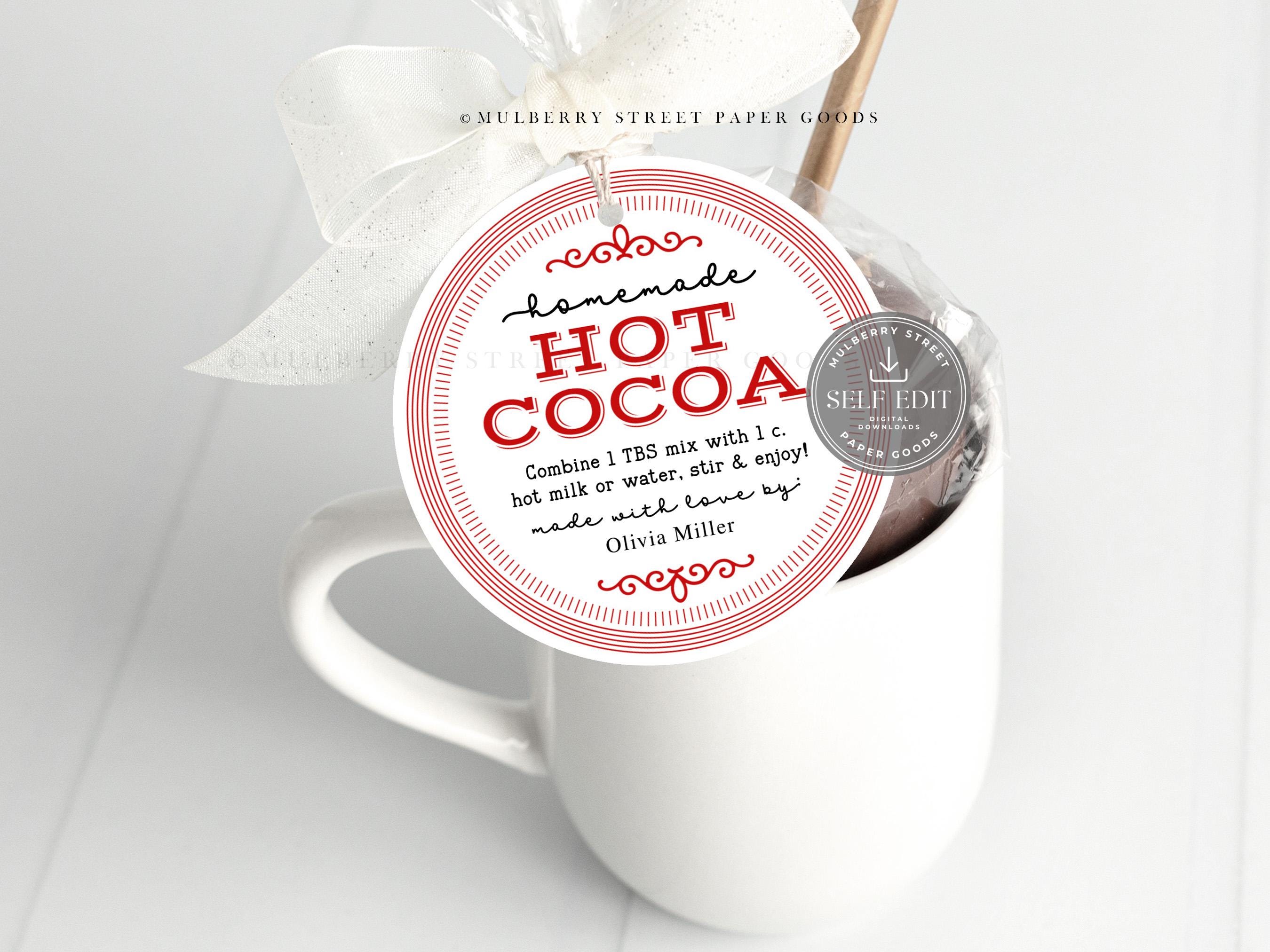 Hot Cocoa Gift Tag Printable Digital Download Personalized Homemade ...