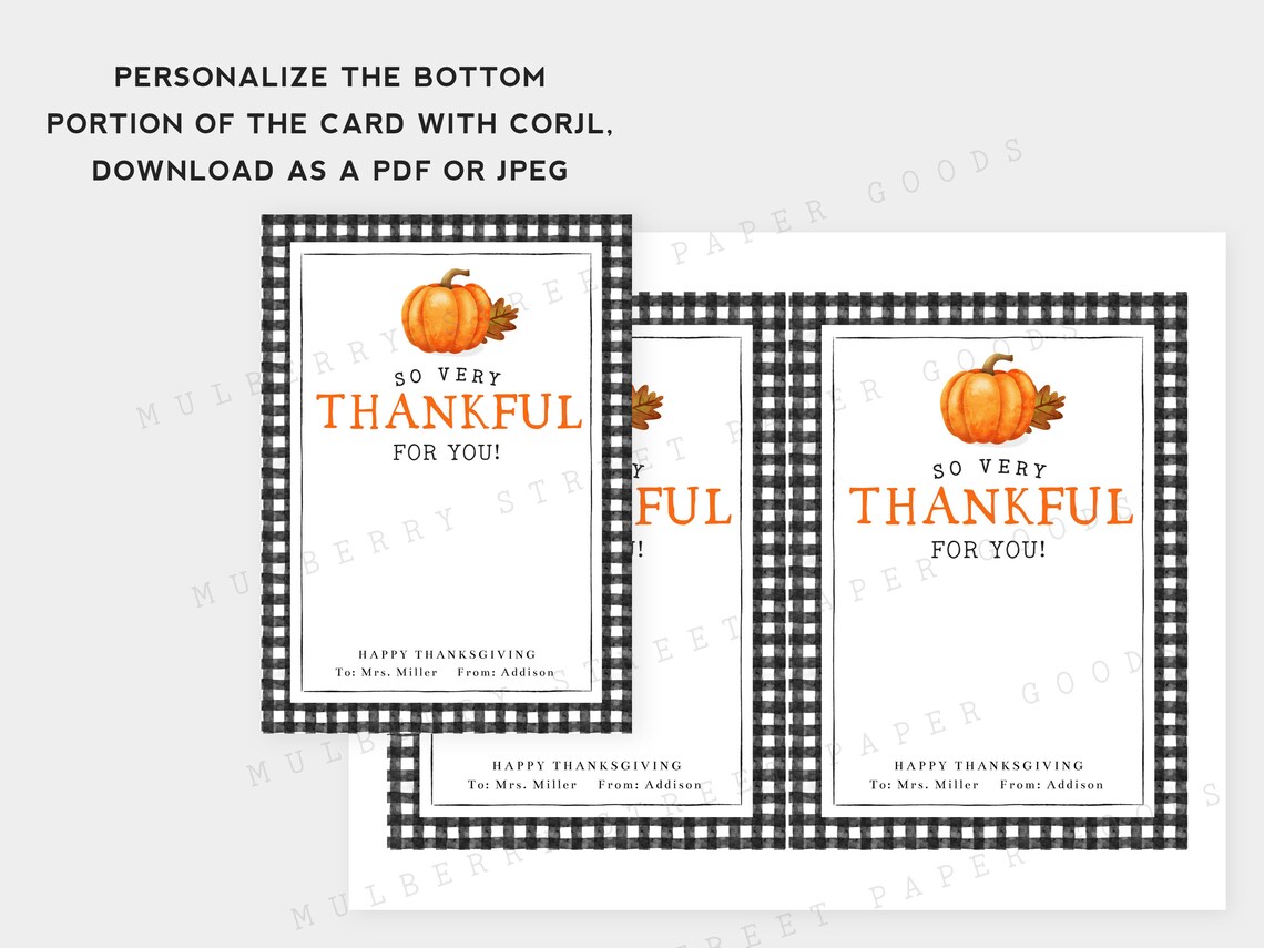Printable so Very Thankful for You Gift Card Holder, Happy Thanksgiving ...
