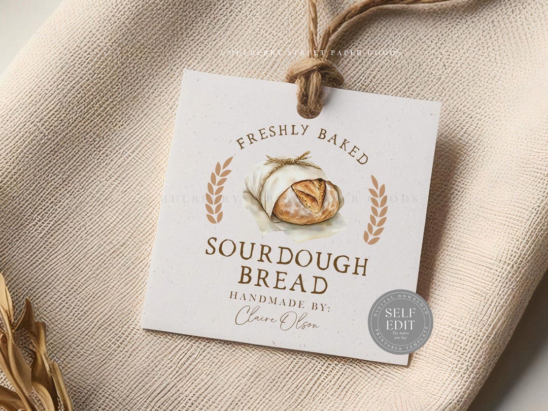 Sourdough Bread Gift Tag Printable Digital Download Freshly Baked ...