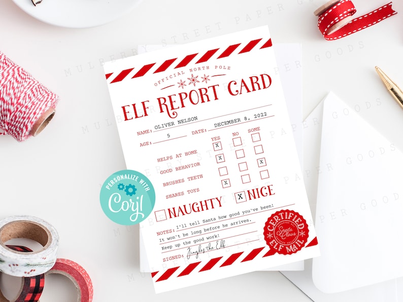 Printable Elf Report Card Personalized Letter From Your Elf - Etsy