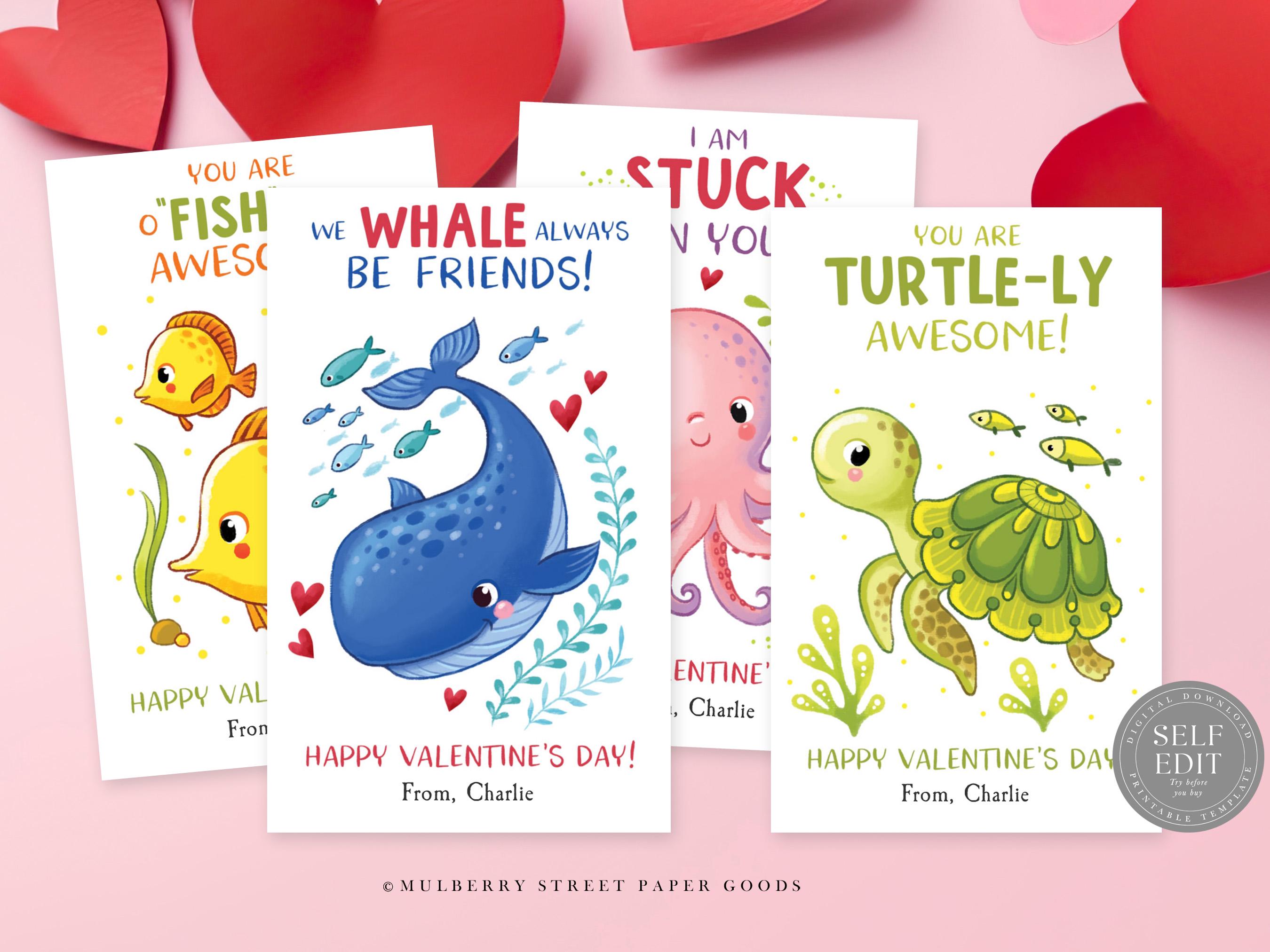 Printable Under the Sea Valentine Card Printable Sea Creatures ...