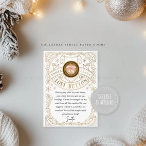 Santa's Lost Button Gift Tag Printable Instant Download Editable Letter ...