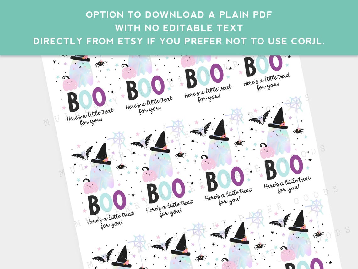Printable Halloween Favor Tags Boo Gift Tags Trick or Treat Bag Tag ...