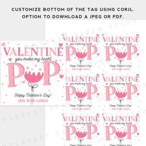 Printable Cake Pop Valentine's Day Gift Tag Kids Classroom You Make My ...
