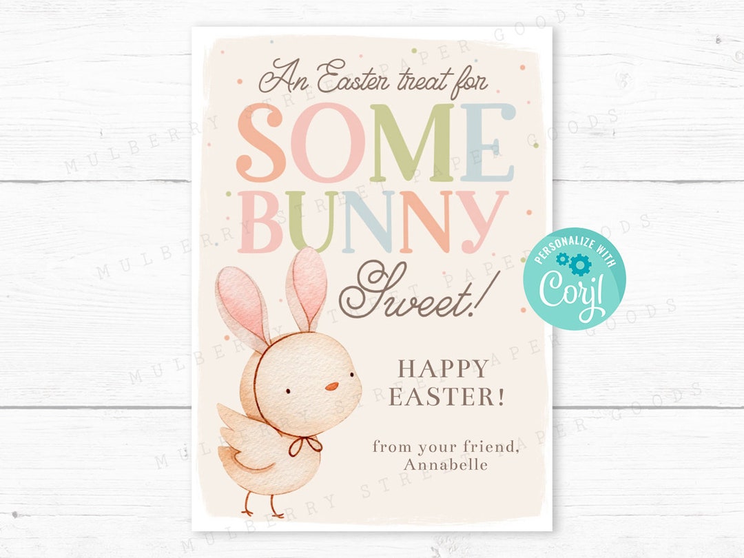 Printable Easter Treat for Somebunny Sweet Card, Instant Download Happy ...