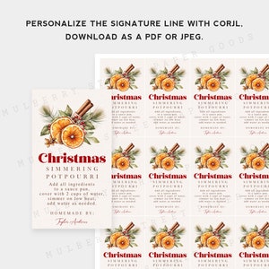 Christmas Simmering Potpourri Gift Tag, Simmer Pot Instructions Tag ...