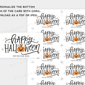 Printable Happy Halloween Gift Tag, Trick or Treat Favor Bag Tag ...