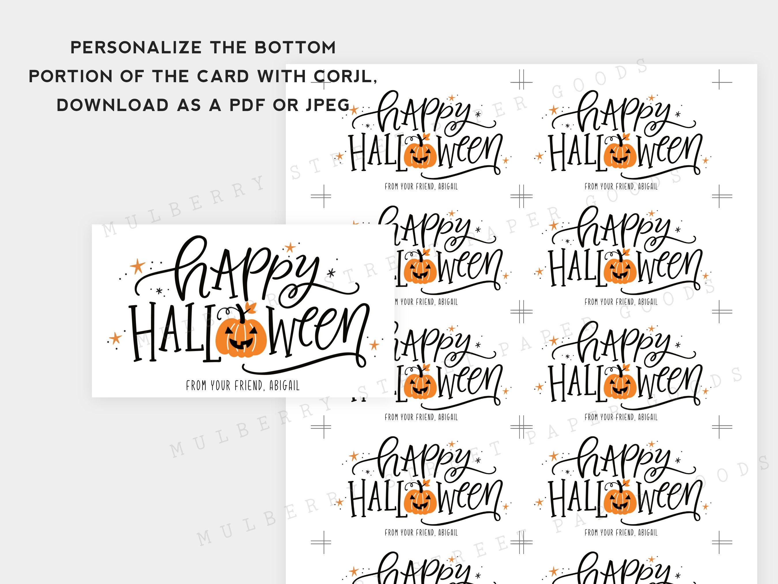 Printable Happy Halloween Gift Tag Trick or Treat Favor Bag - Etsy