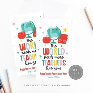 Teacher Appreciation Gift Tag Printable Instant Download Teacher ...