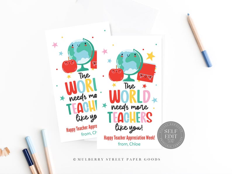 Teacher Appreciation Gift Tag Printable Instant Download Teacher ...