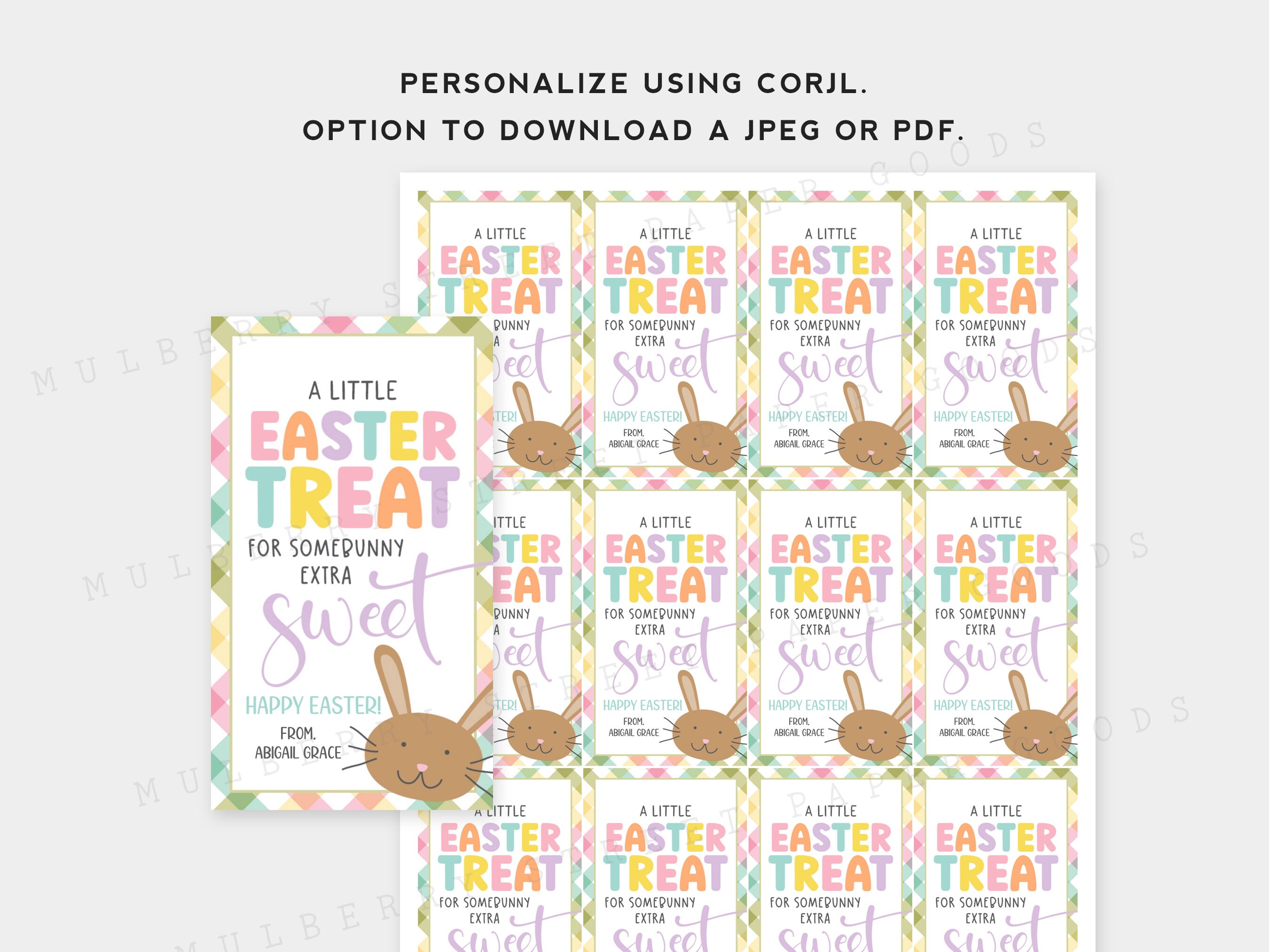 Printable Easter Treat for Somebunny Sweet Gift Tag Instant - Etsy