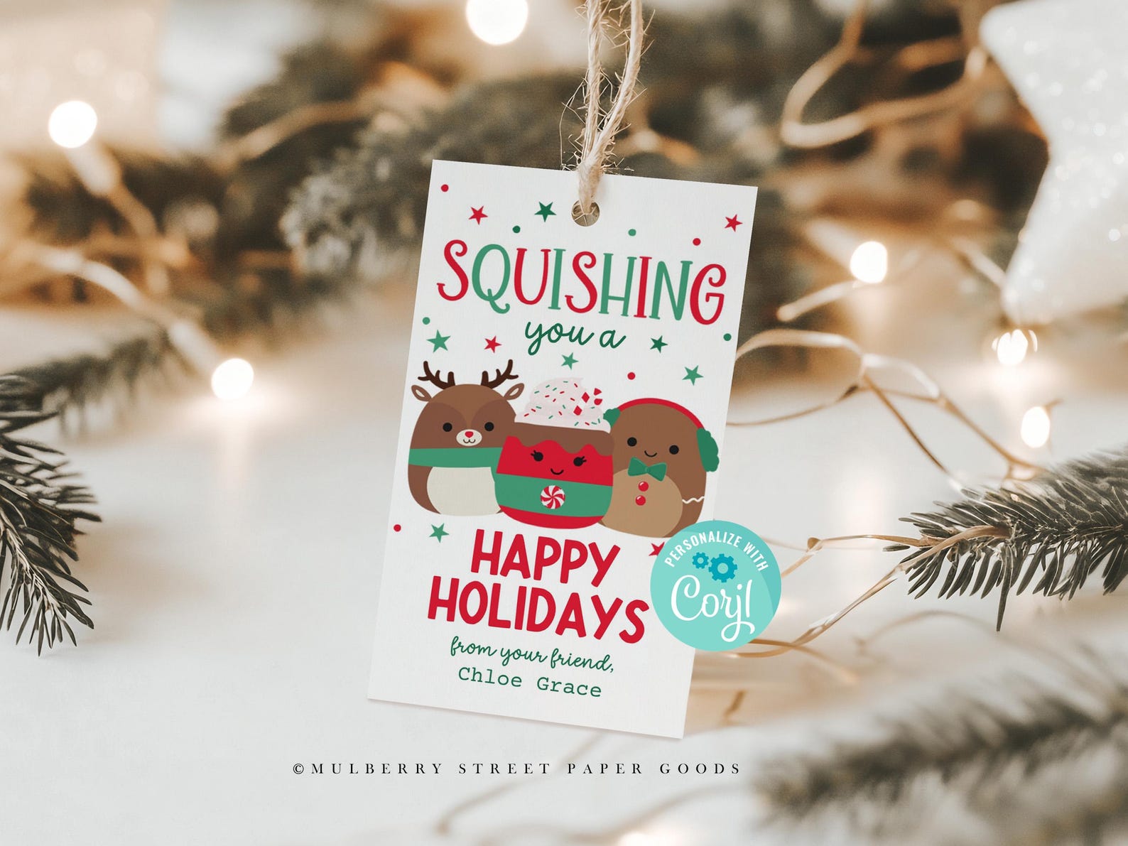 Editable Christmas Squish Gift Tag Digital Download Happy Squishing ...