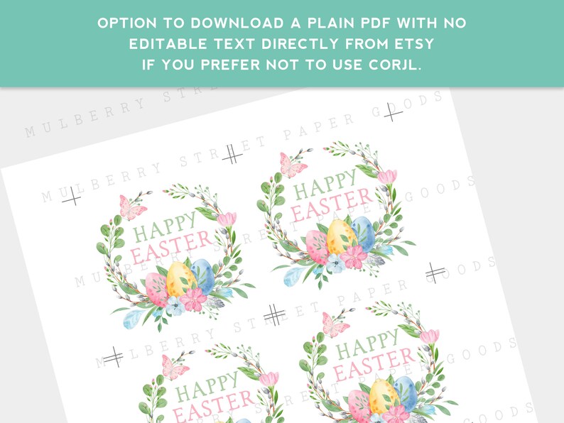 Printable Easter Wreath Gift Tag Instant Download Happy - Etsy
